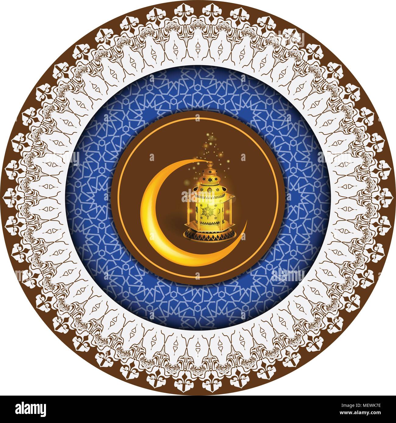 Vector Ramadan greeting ornament pattern background with circle floral ...