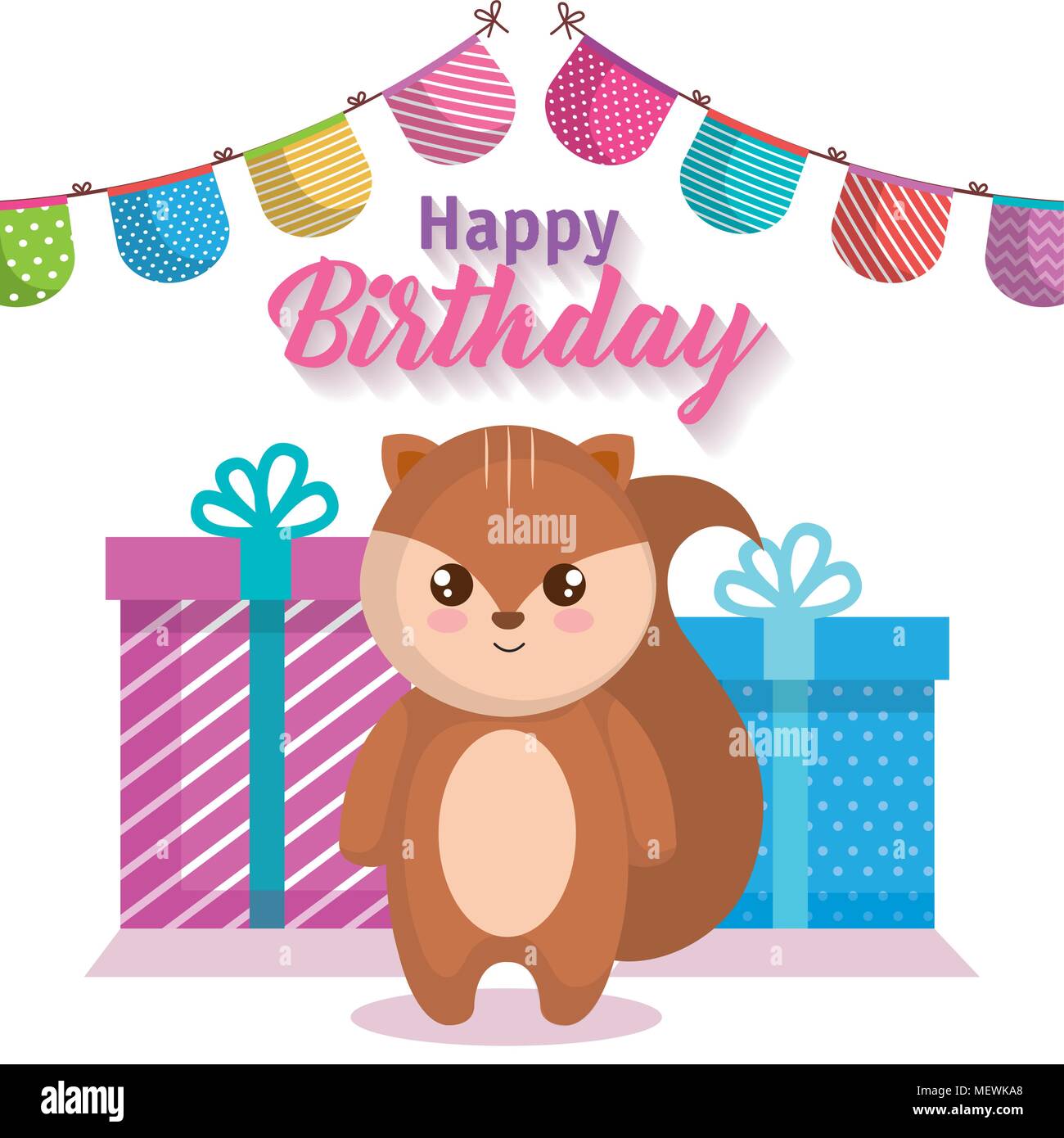 happy birthday card with chipmunk Stock Vector Image & Art - Alamy