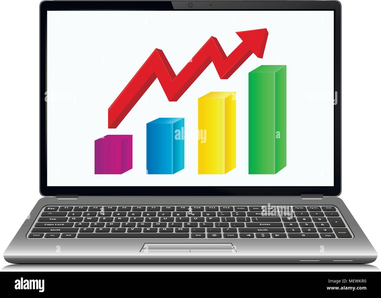 Laptop open keyboard white arrow Stock Vector Images - Alamy