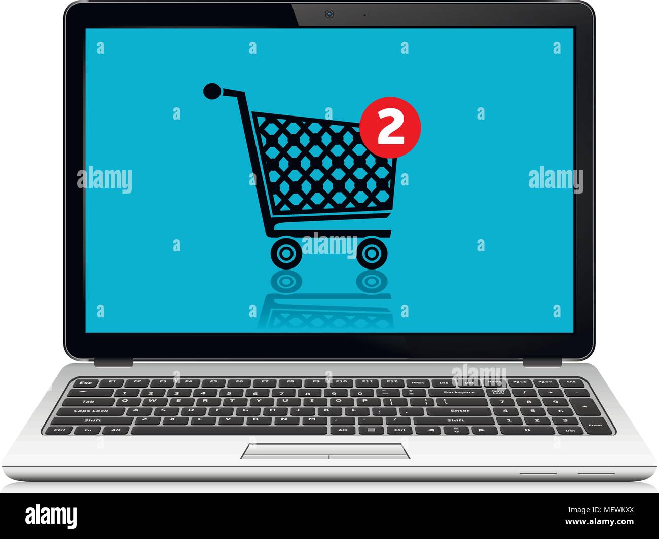 Laptop computer showing a shopping trolley, representing shopping on ...