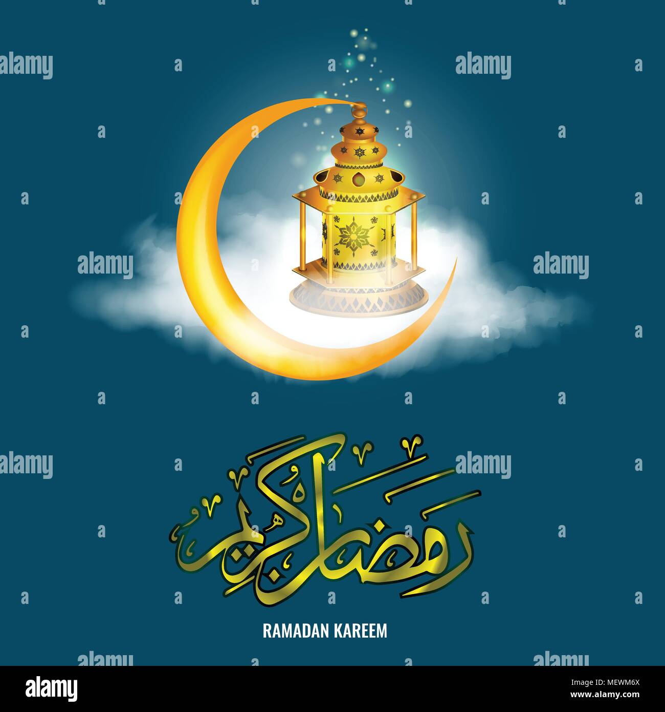 Vector Realistic Ramadan lantern Fanus with star sparkle and realistic ...