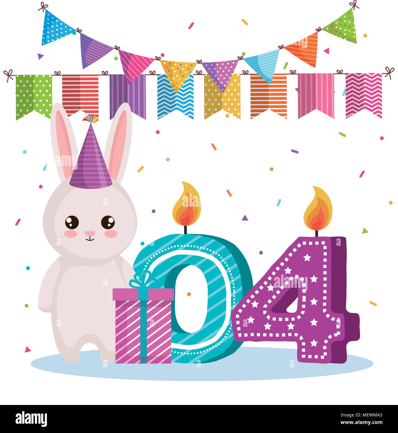 happy birthday card with rabbit Stock Vector Image & Art - Alamy