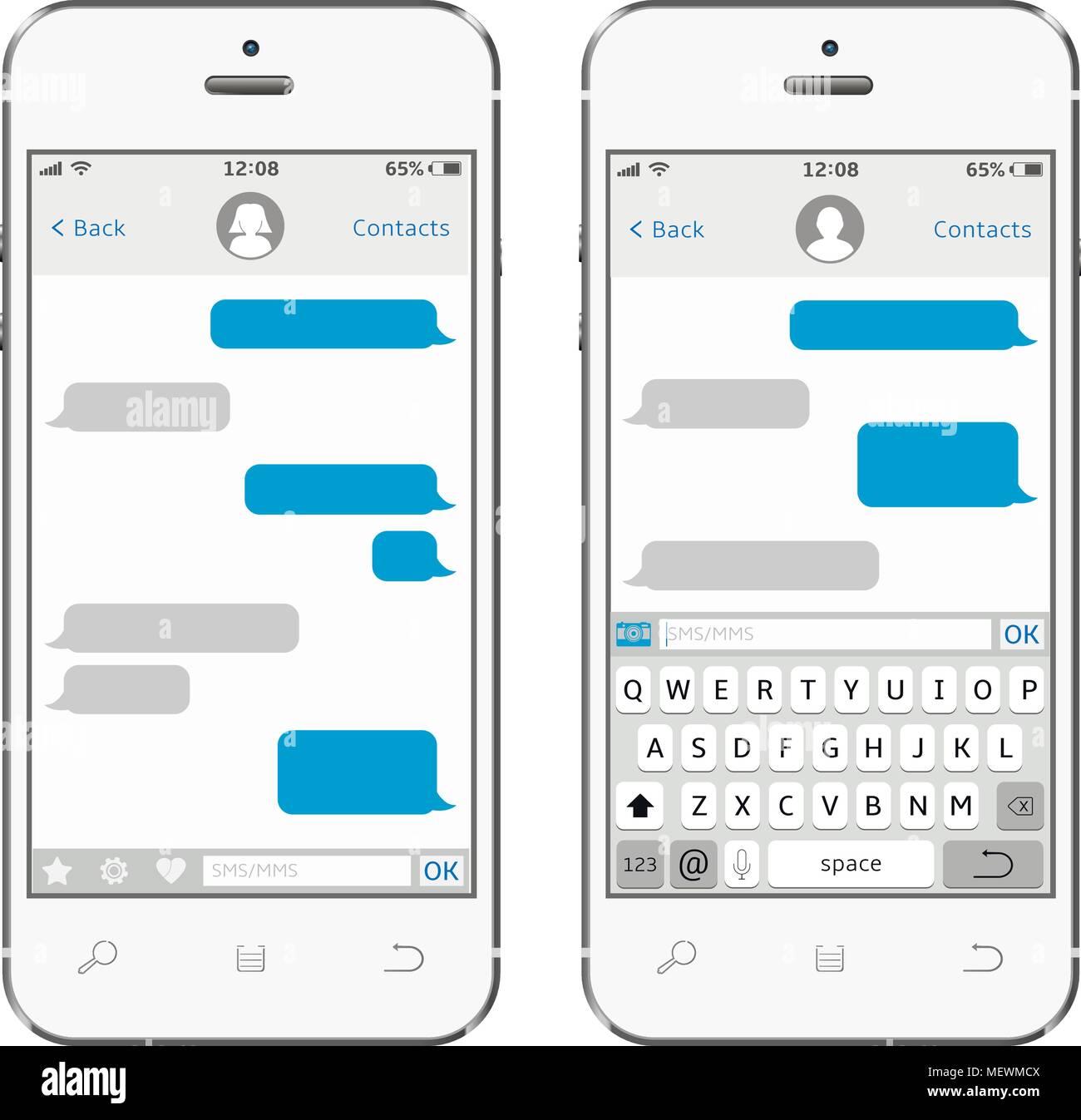 Smartphone with messaging sms app. Social network concept. Messenger ...