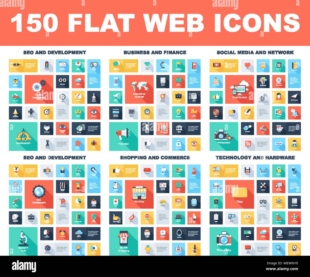 Flat Web Icons Stock Vector Image & Art - Alamy