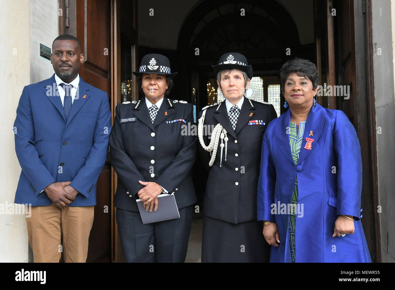 Baroness Lawrence (right) and her son Stuart with Metropolitan Police ...