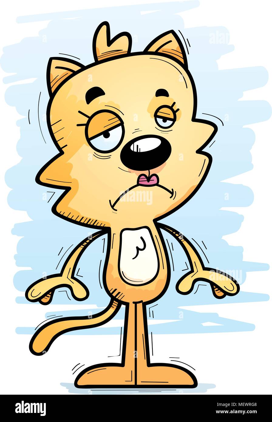 A cartoon illustration of a female cat looking sad Stock Vector Image ...