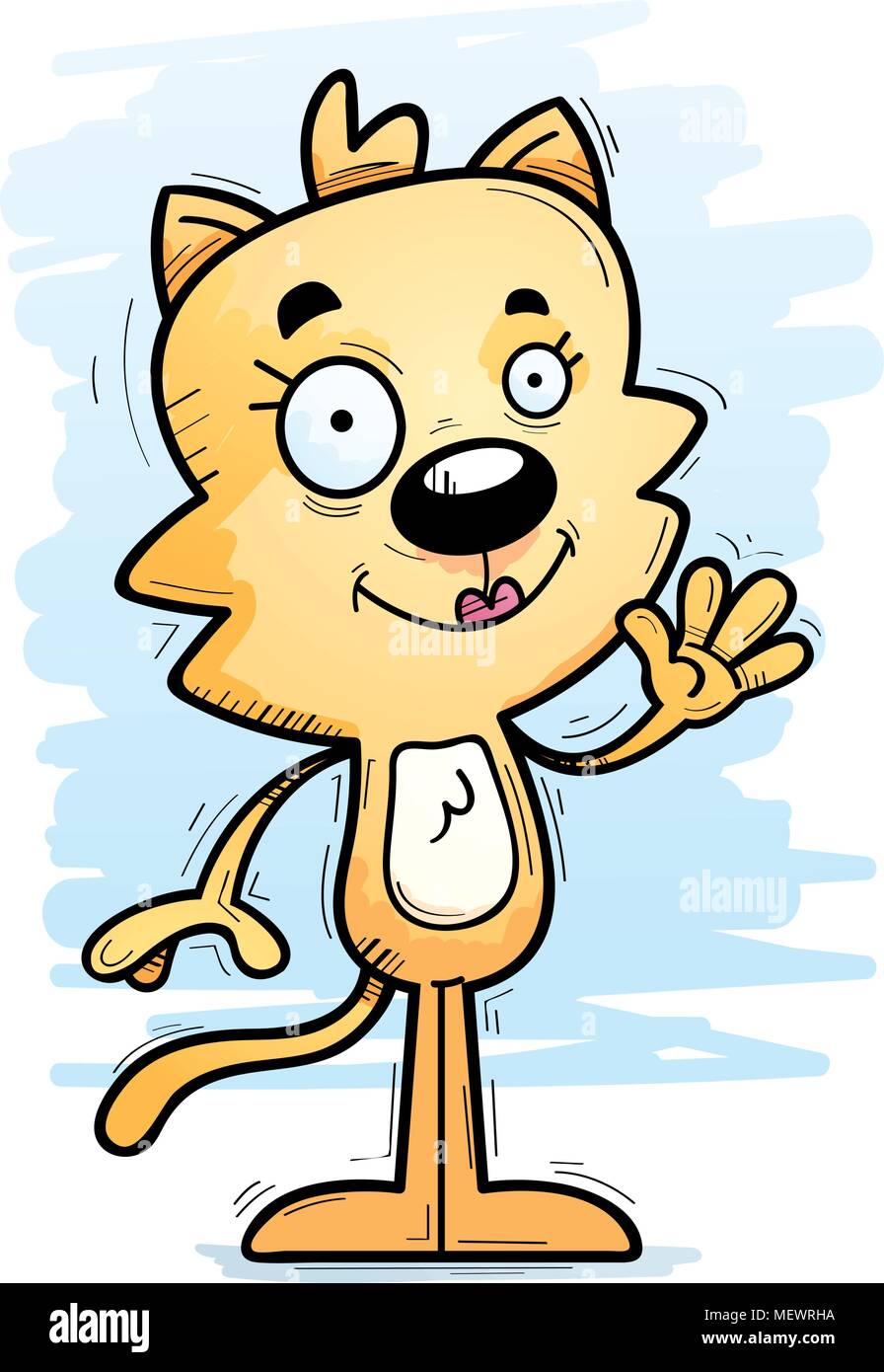 A cartoon illustration of a female cat waving Stock Vector Image & Art ...