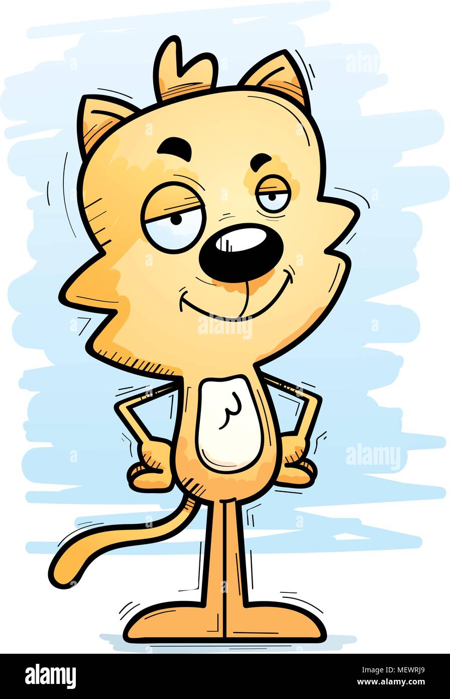 A cartoon illustration of a male cat looking confident Stock Vector ...
