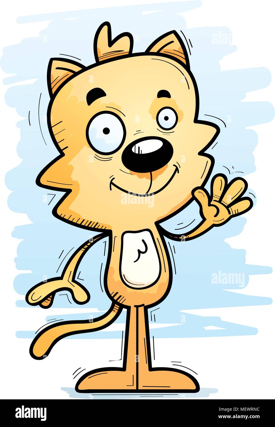 Happy cartoon cat waving smiling hi-res stock photography and images ...