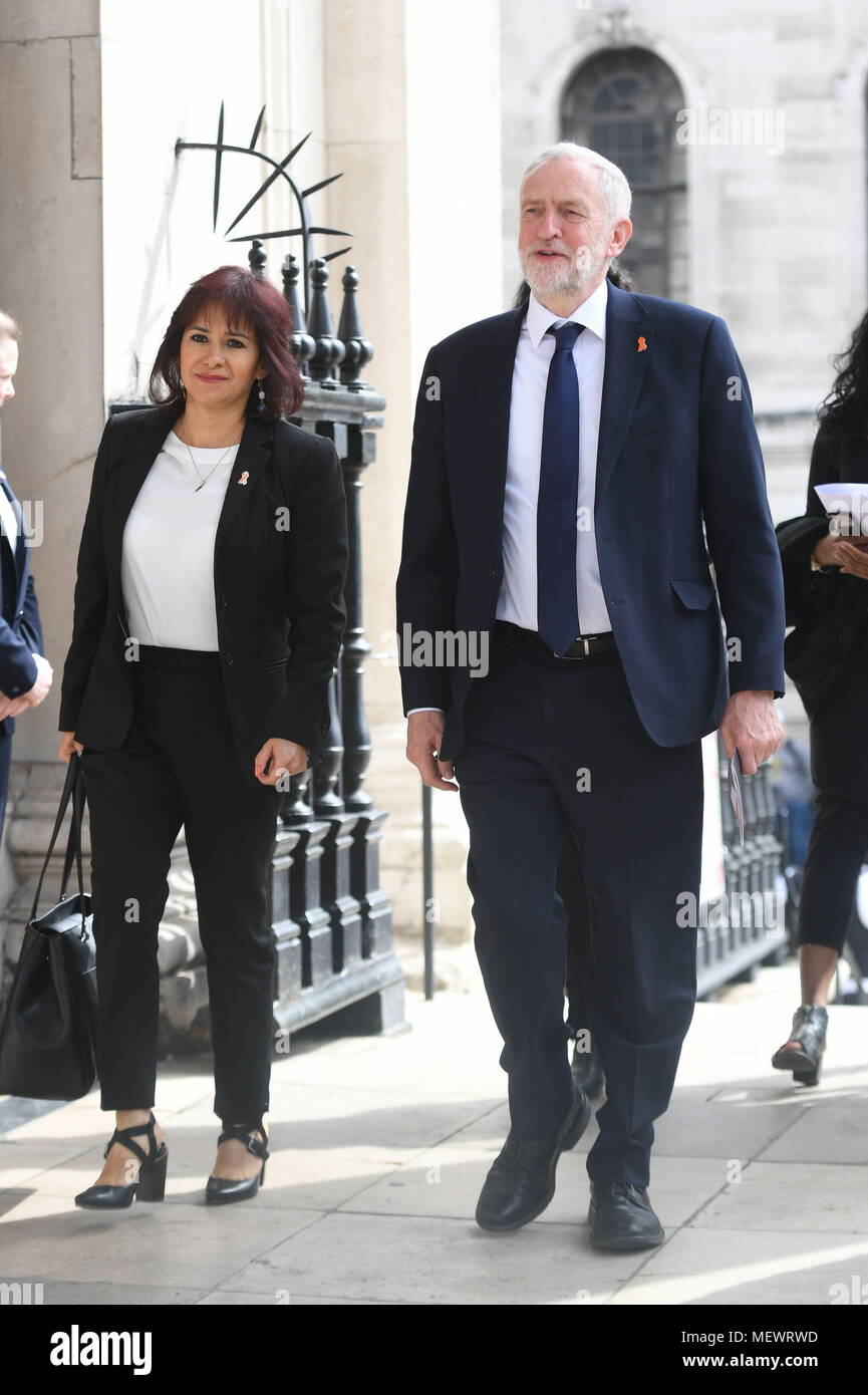 Labour Party leader Jeremy Corbyn and his wife Laura Alvarez arrive at ...