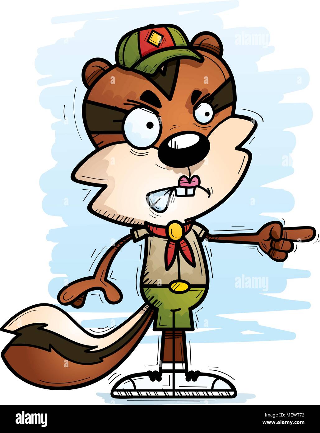 A cartoon illustration of a female chipmunk scout looking angry and ...