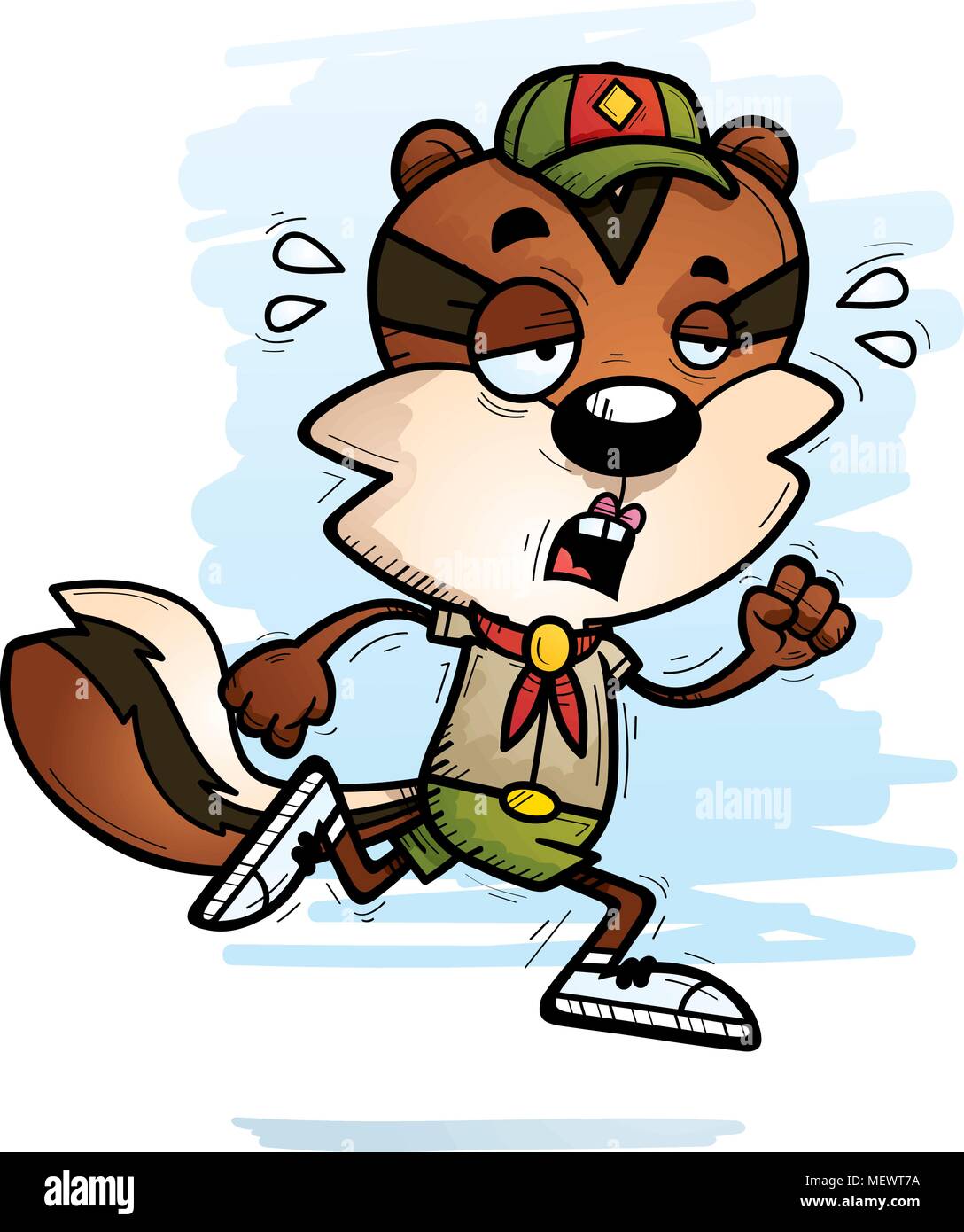 A cartoon illustration of a female chipmunk scout running and looking ...