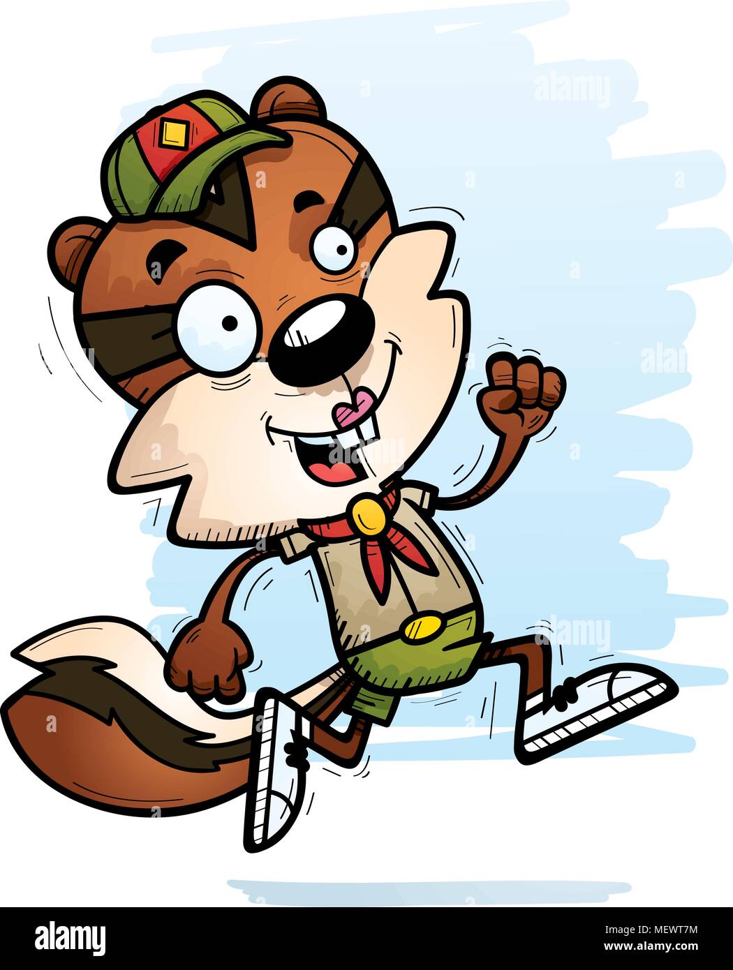 A cartoon illustration of a female chipmunk scout running Stock Vector ...
