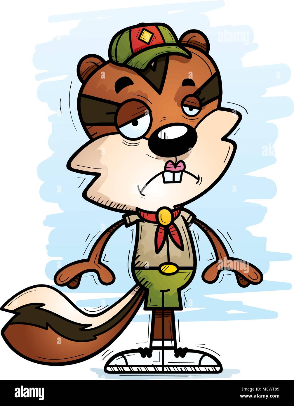 A cartoon illustration of a female chipmunk scout looking sad Stock ...