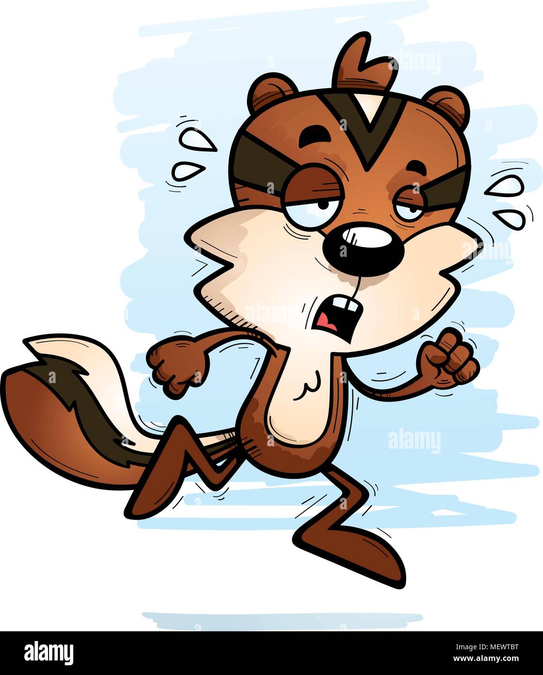 A cartoon illustration of a male chipmunk running and looking exhausted ...