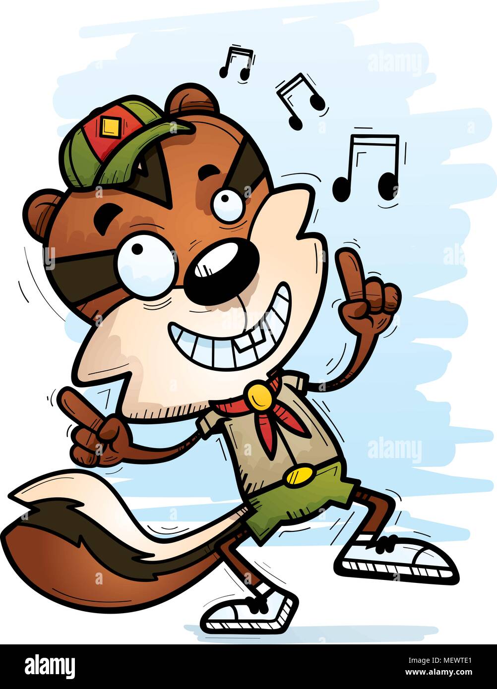A cartoon illustration of a male chipmunk scout dancing Stock Vector ...