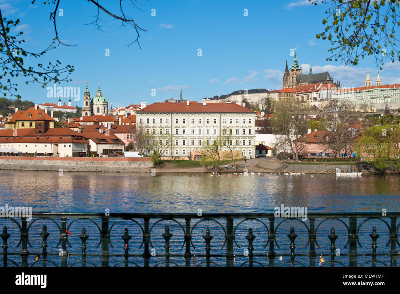 Panorama of Prague castle with Vltava river Stock Photo - Alamy