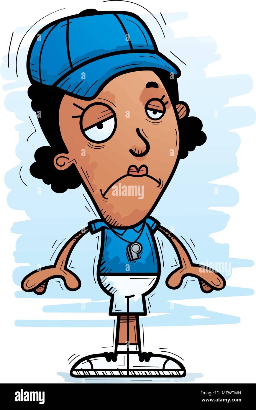A cartoon illustration of a black woman coach looking sad Stock Vector ...