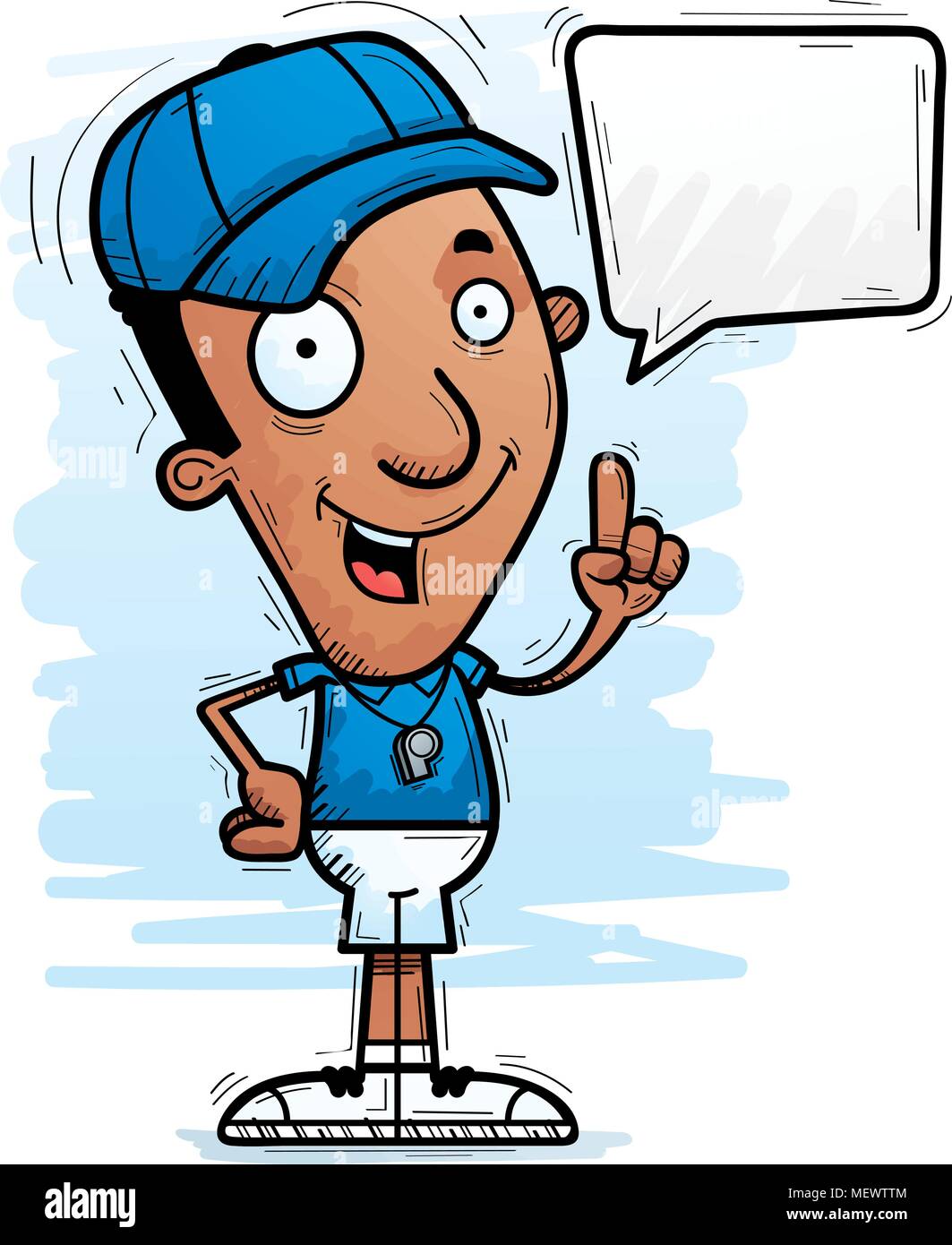 A cartoon illustration of a black man coach talking Stock Vector Image ...