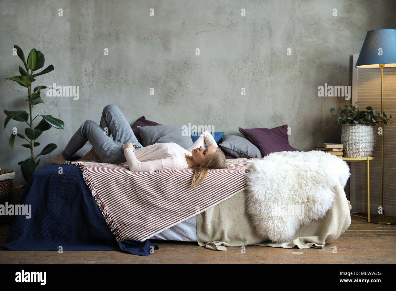 Lifestyle. Cute girl at home Stock Photo - Alamy