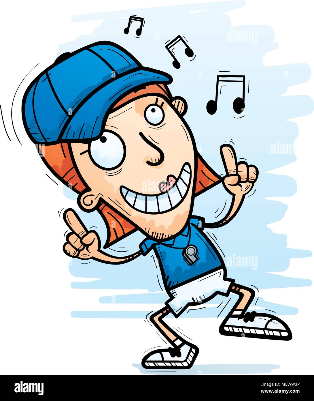 A cartoon illustration of a woman coach dancing Stock Vector Image ...