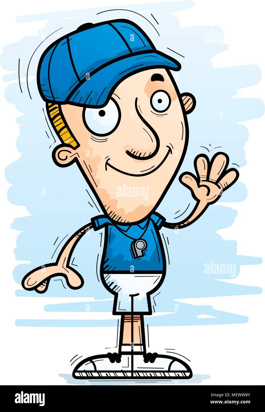 A cartoon illustration of a man coach waving Stock Vector Image & Art ...
