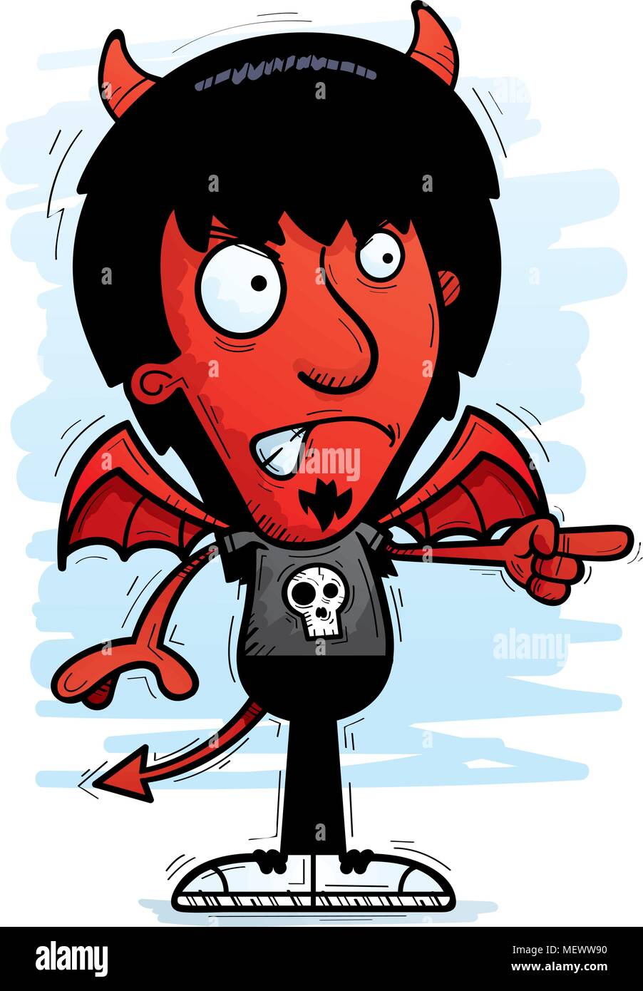 A cartoon illustration of a demon looking angry and pointing Stock ...