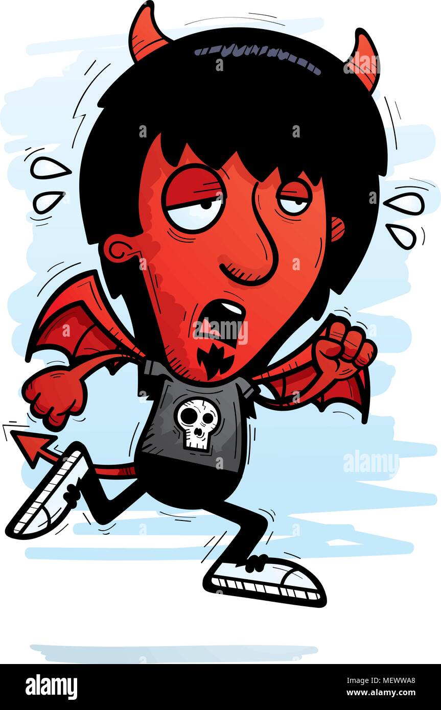A cartoon illustration of a demon running and looking exhausted Stock ...