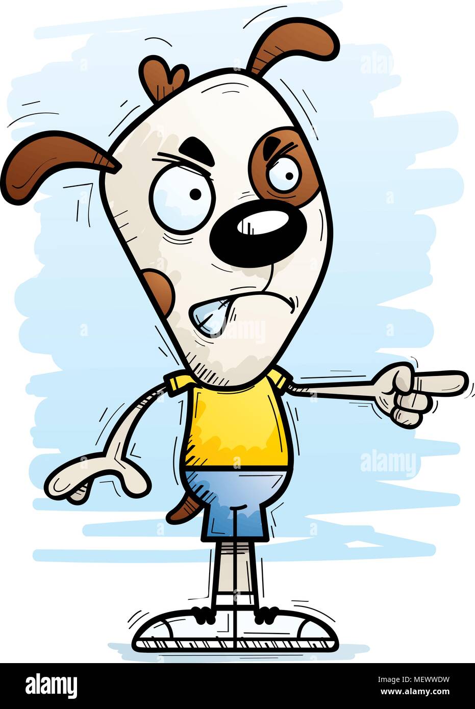 A cartoon illustration of a dog looking angry and pointing Stock Vector ...
