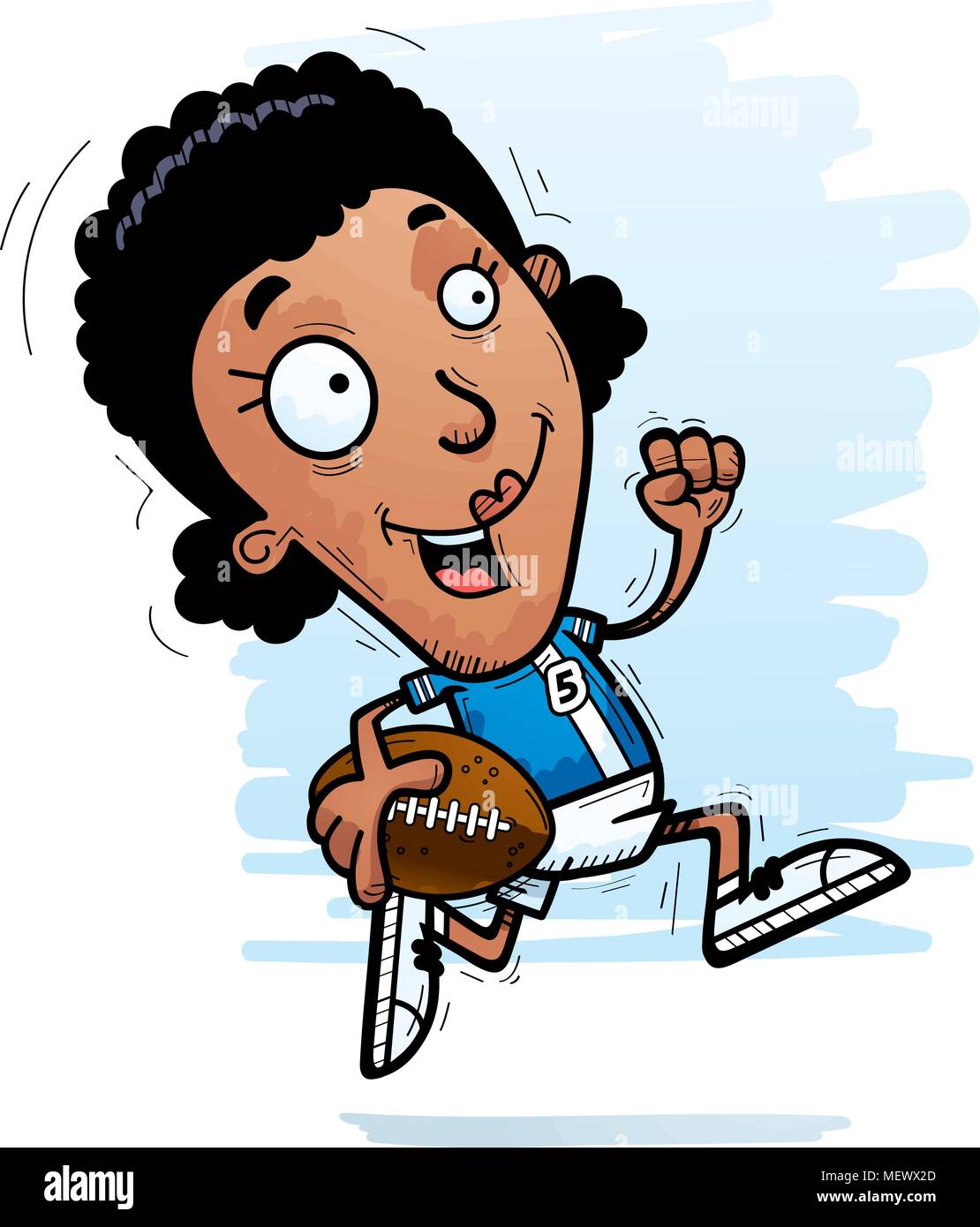 A cartoon illustration of a black woman football player running Stock ...