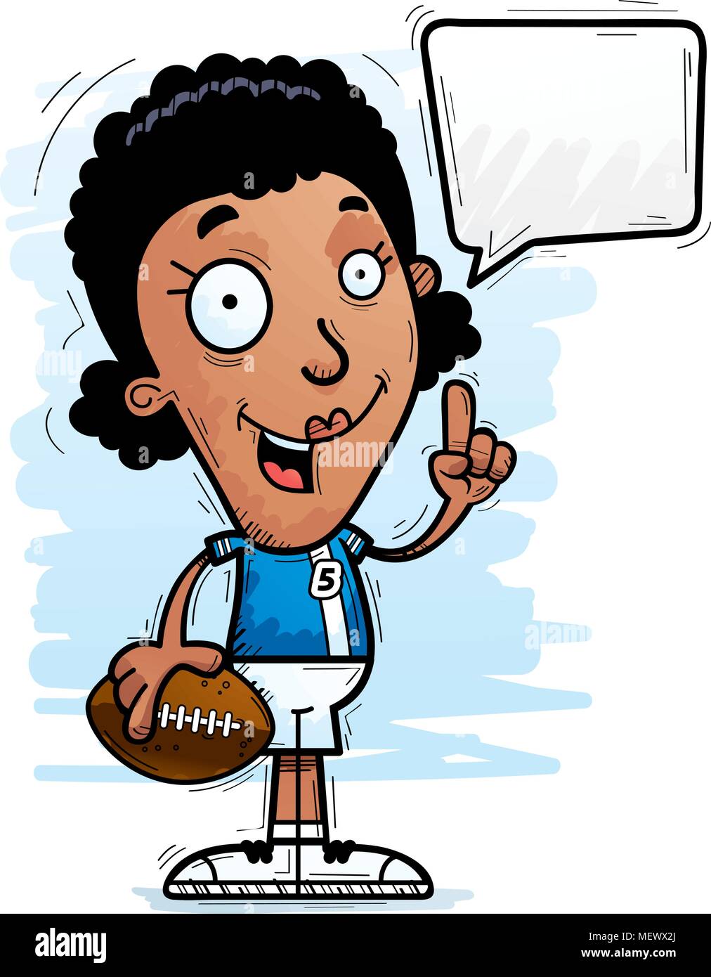 A cartoon illustration of a black woman football player talking Stock ...