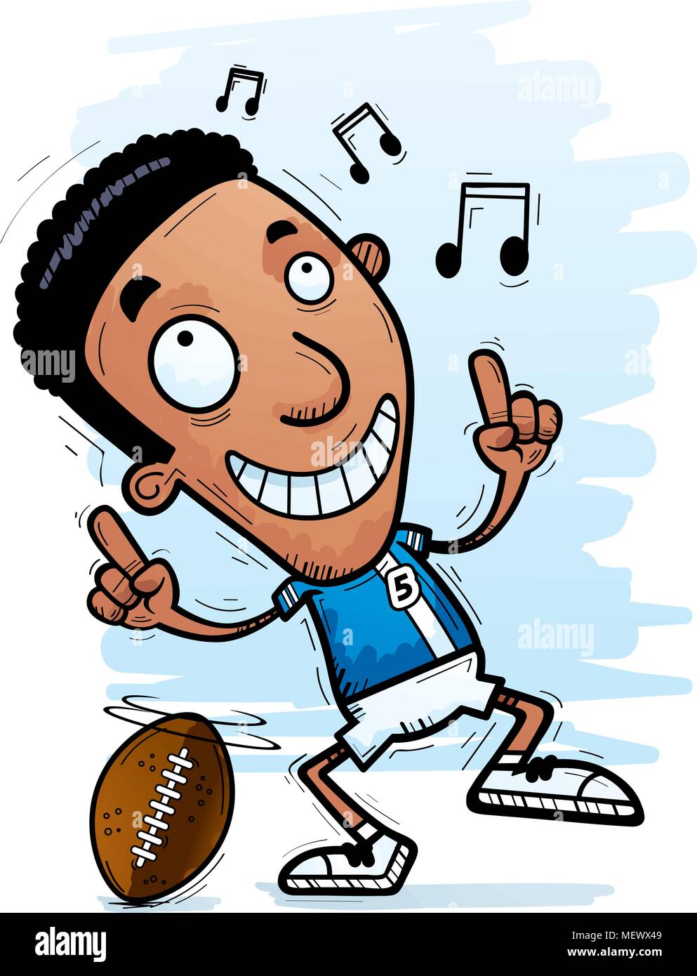 A cartoon illustration of a black man football player dancing Stock ...