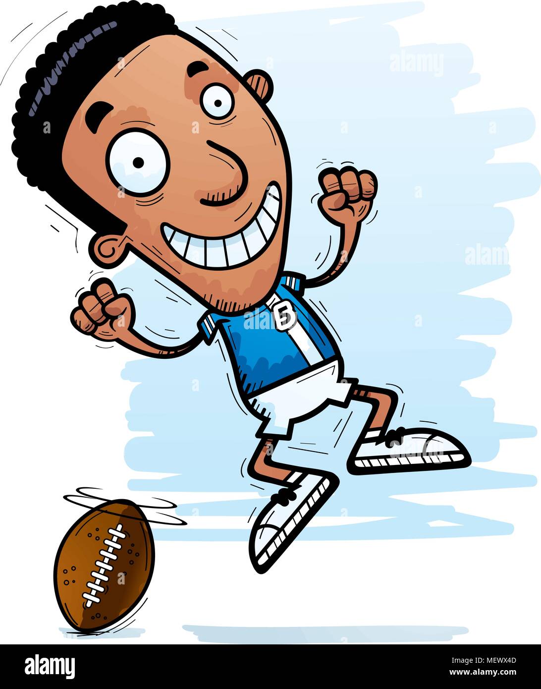 A cartoon illustration of a black man football player jumping Stock ...