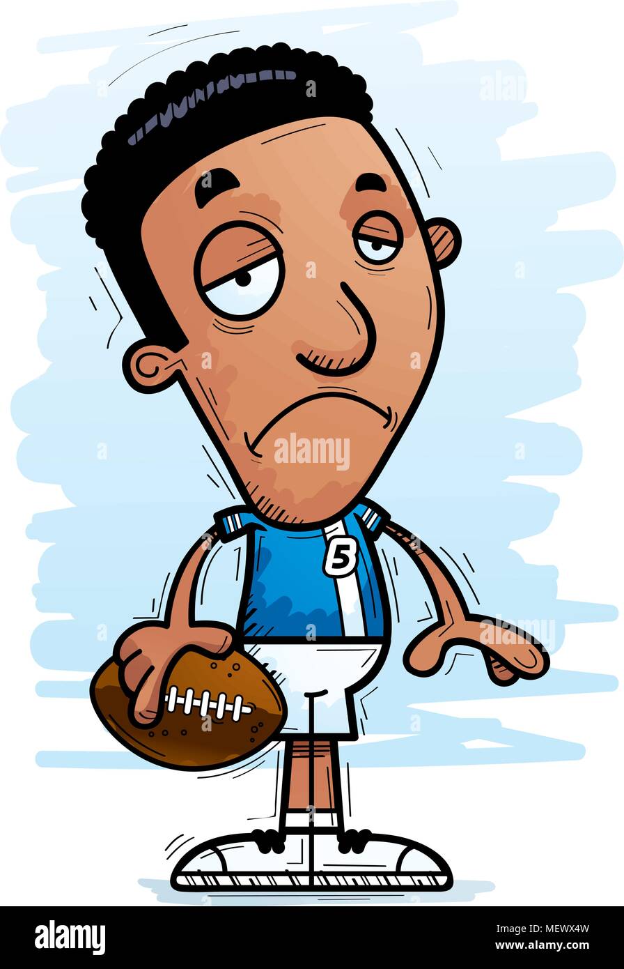 A cartoon illustration of a black man football player looking sad Stock ...