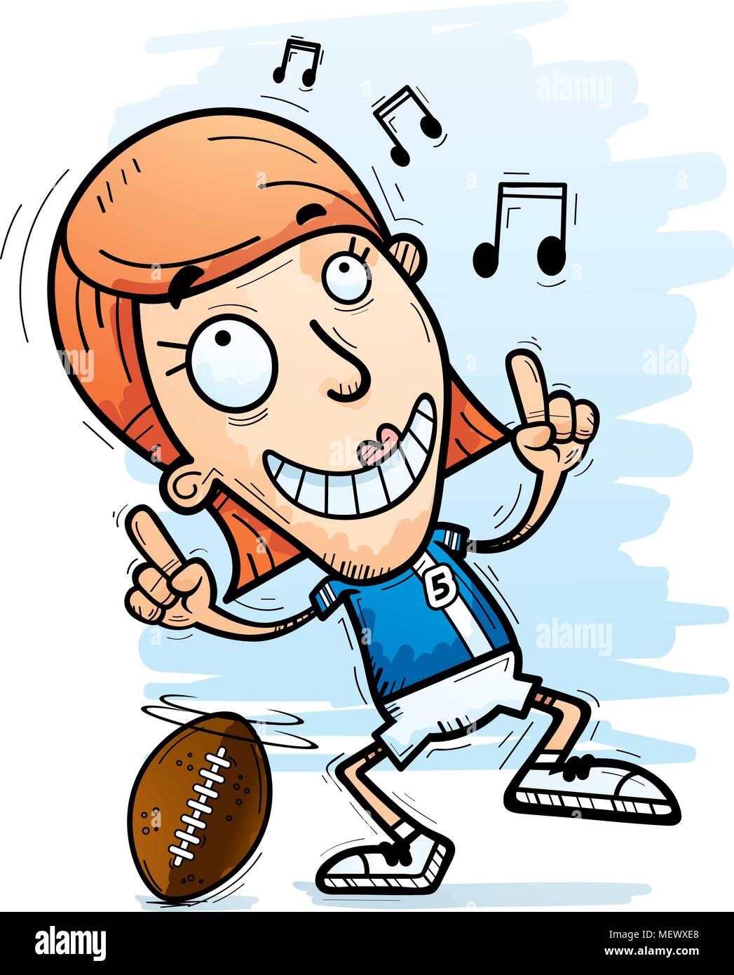 A cartoon illustration of a woman football player dancing Stock Vector ...