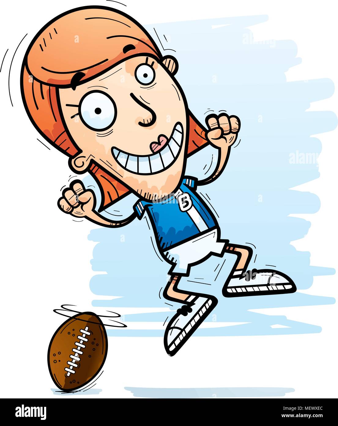 A cartoon illustration of a woman football player jumping Stock Vector ...