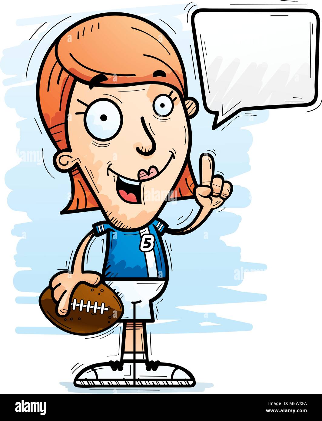A cartoon illustration of a woman football player talking Stock Vector ...