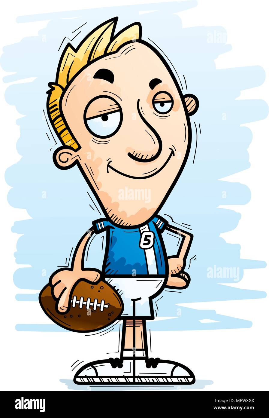 A cartoon illustration of a man football player looking confident Stock ...