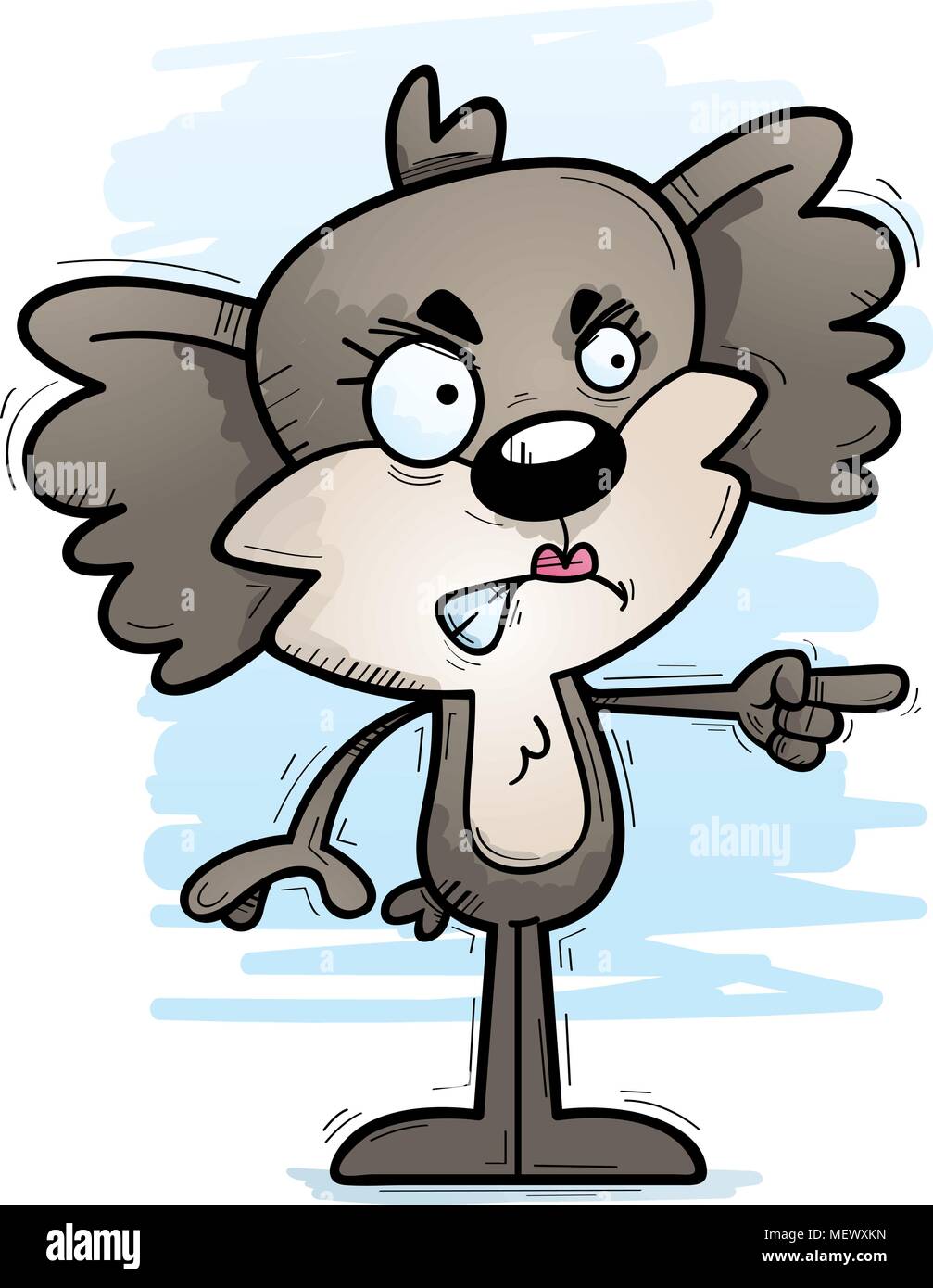 A cartoon illustration of a female koala looking angry and pointing ...