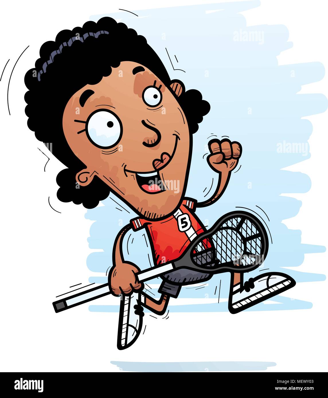 A cartoon illustration of a black woman lacrosse player running Stock ...