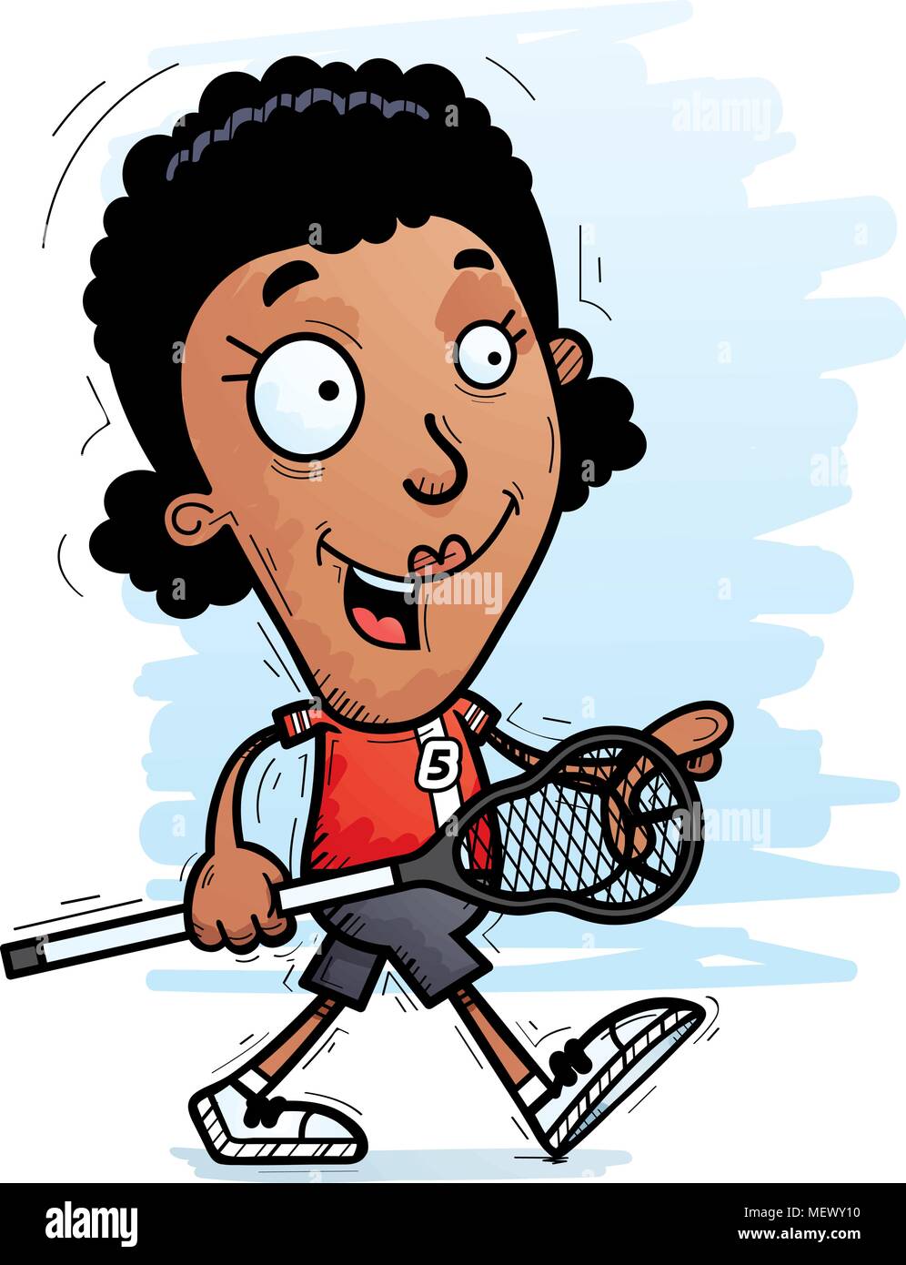 A cartoon illustration of a black woman lacrosse player walking Stock ...