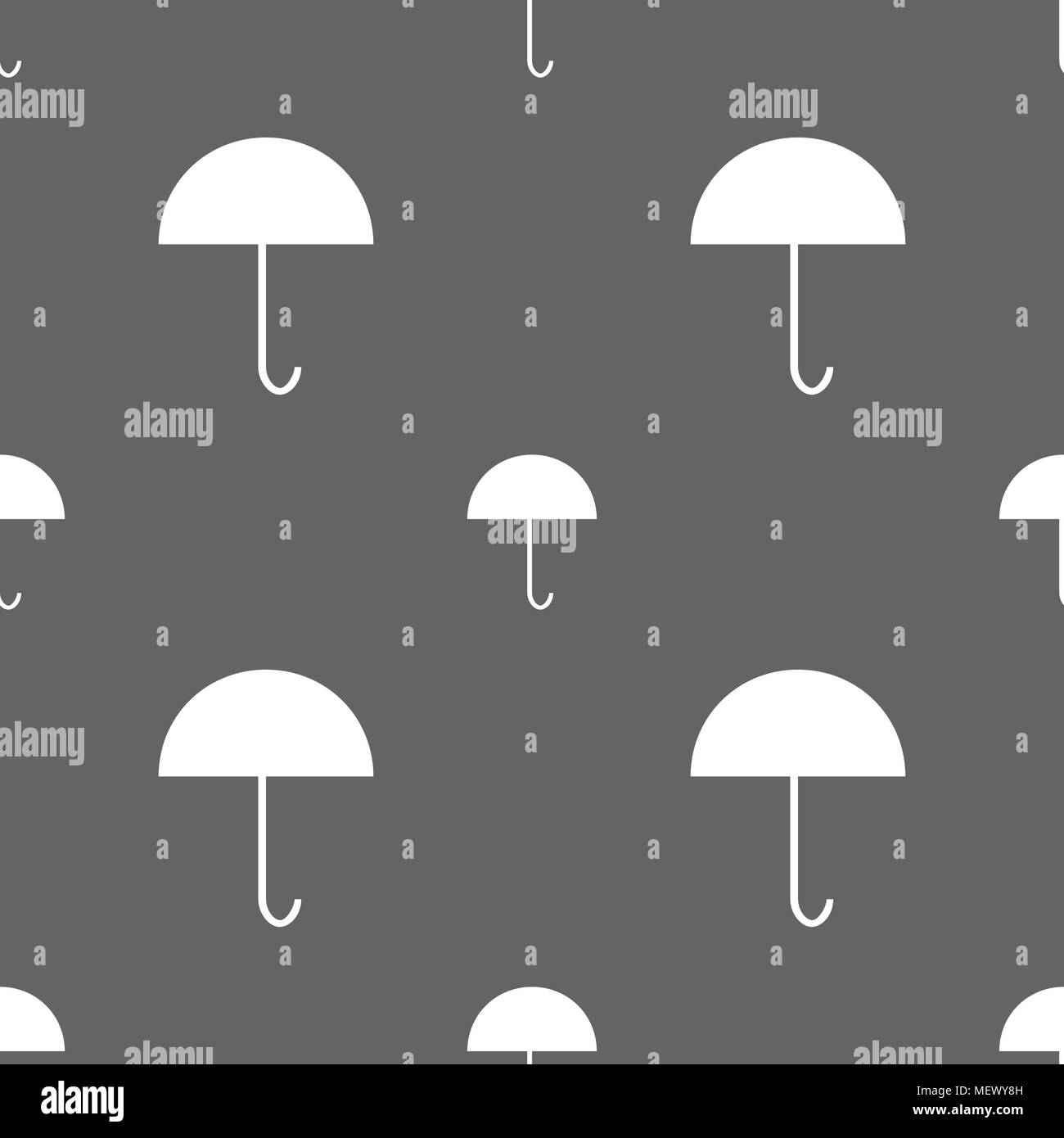 Umbrella sign icon. Rain protection symbol. Seamless pattern on a gray ...
