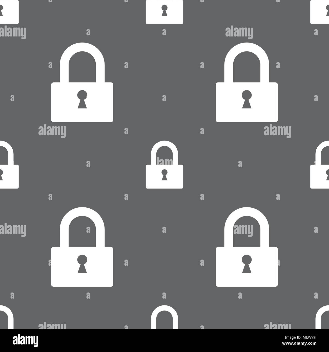 Lock sign icon. Locker symbol. Seamless pattern on a gray background ...