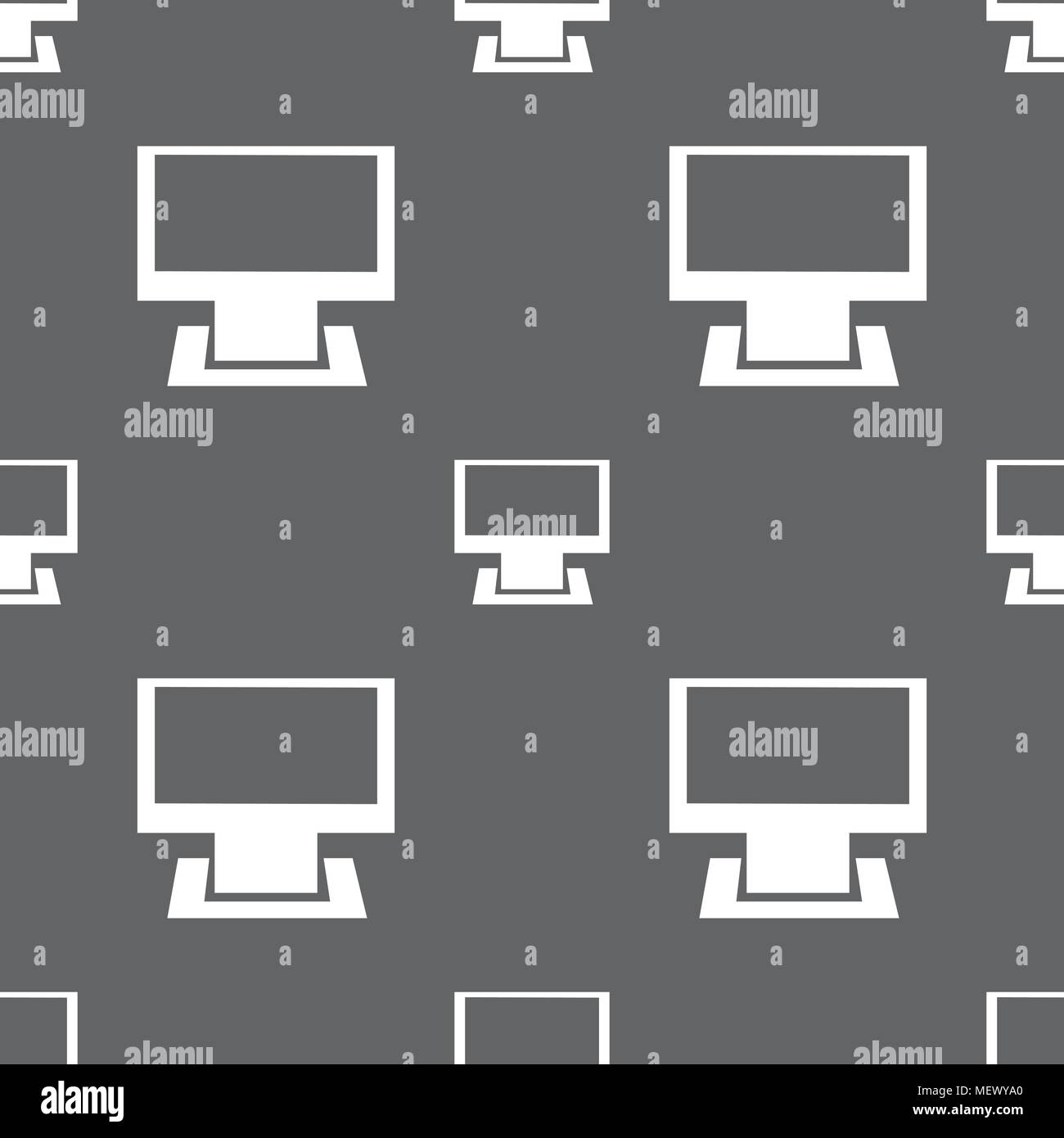 Computer widescreen monitor sign icon. Seamless pattern on a gray ...