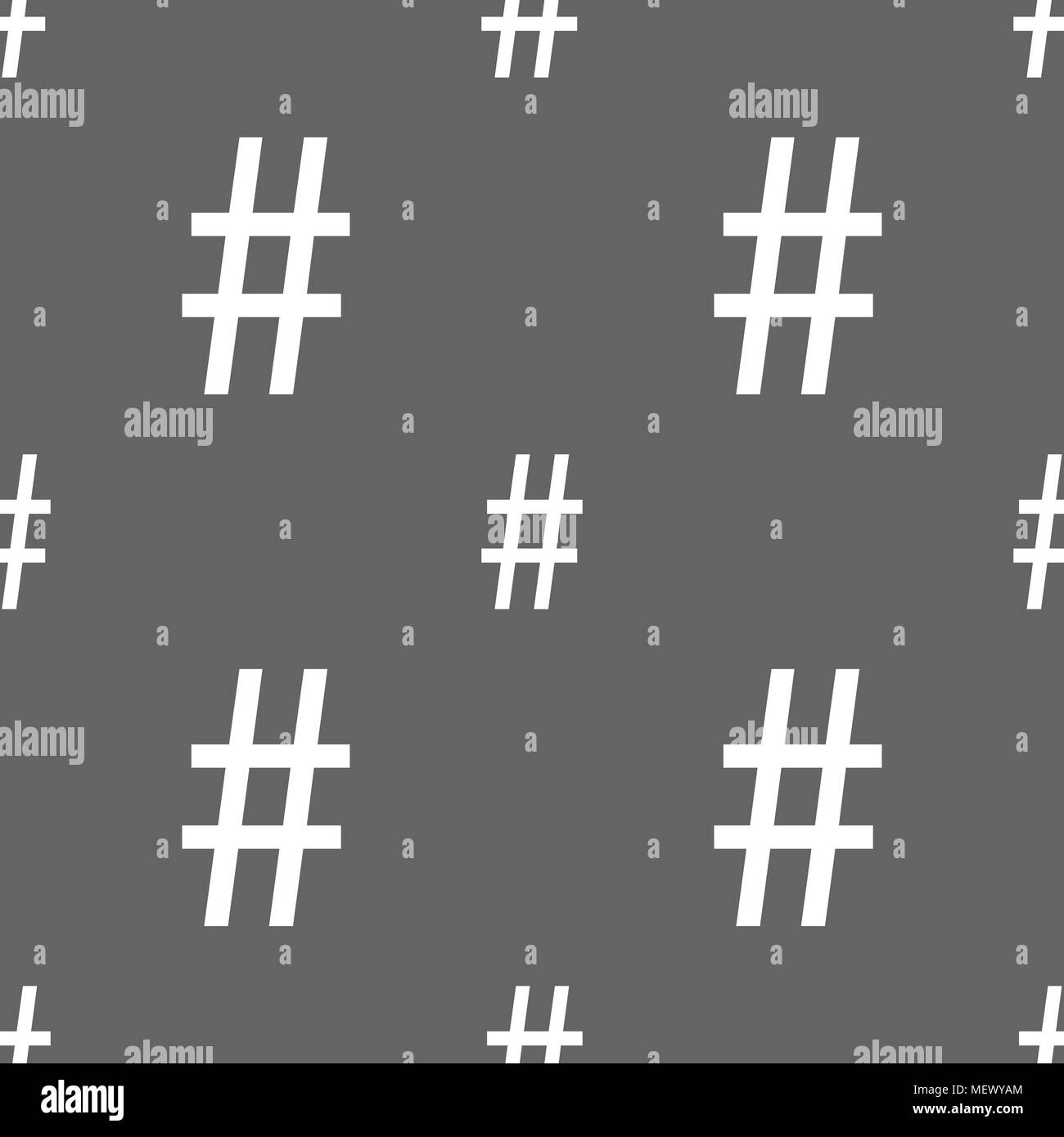 hash tag icon. Seamless pattern on a gray background. Vector ...