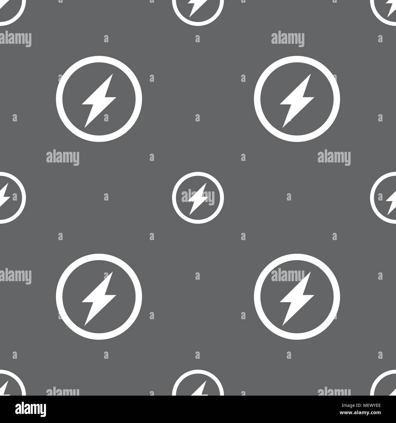 Photo flash sign icon. Lightning symbol. Seamless pattern on a gray ...