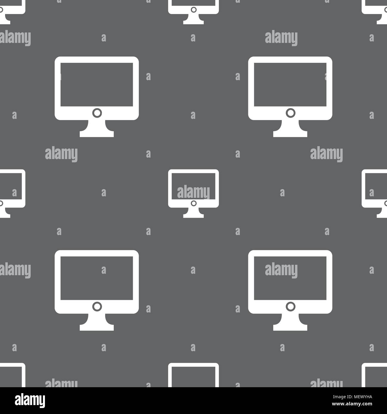 Computer widescreen monitor sign icon. Seamless pattern on a gray ...