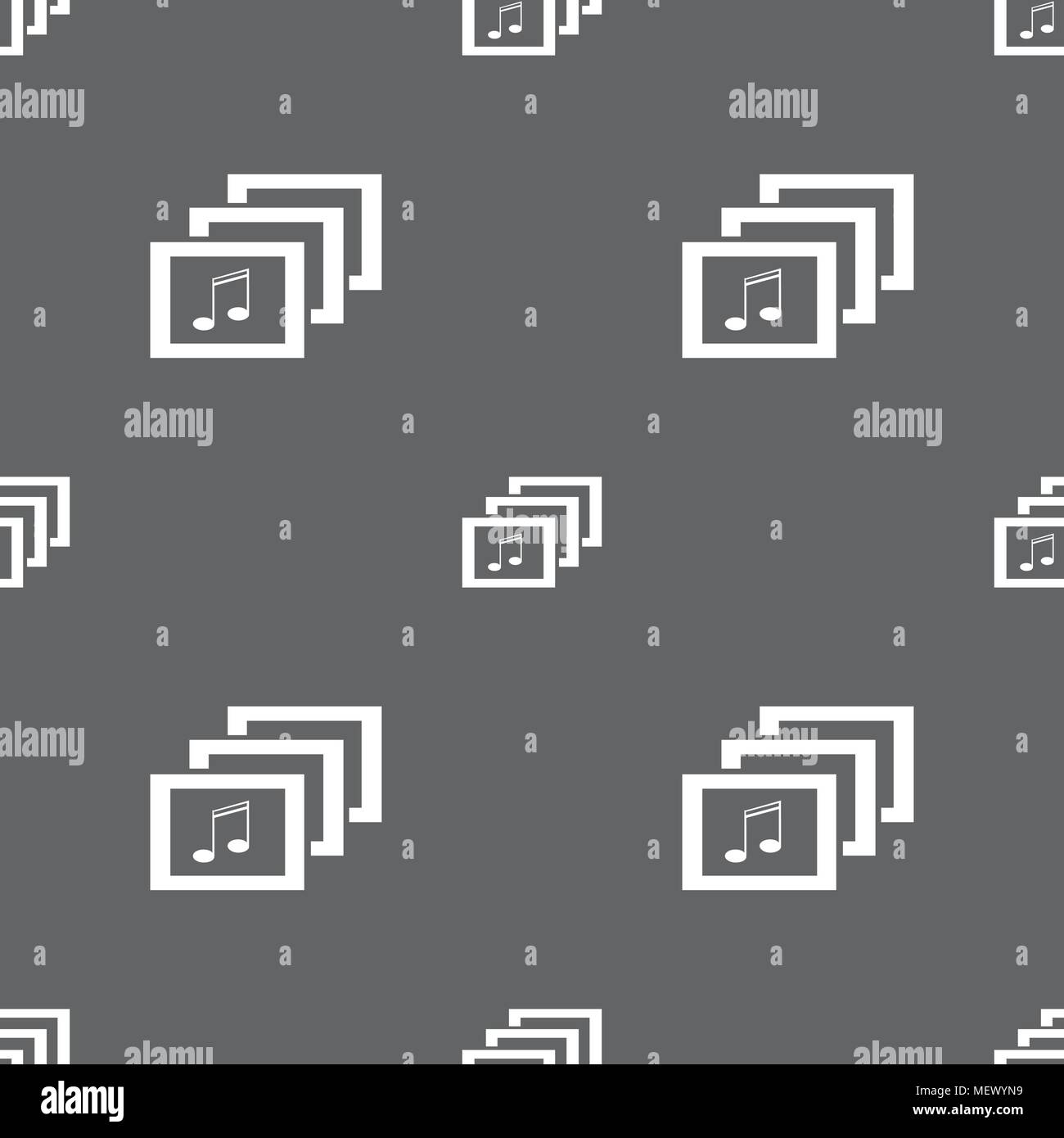 Mp3 music format sign icon. Musical symbol. Seamless pattern on a gray ...