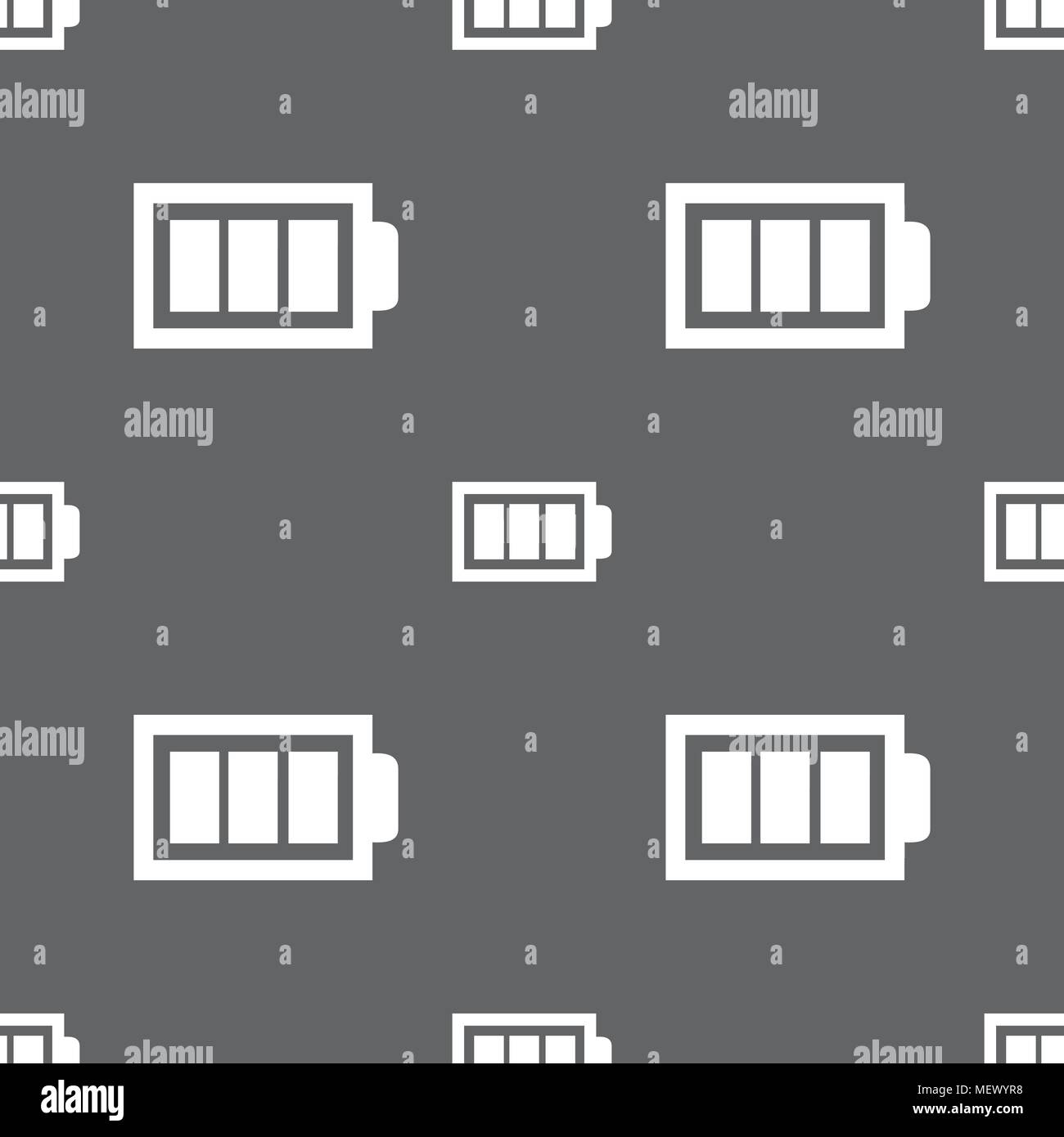 Battery fully charged sign icon. Electricity symbol. Seamless pattern ...