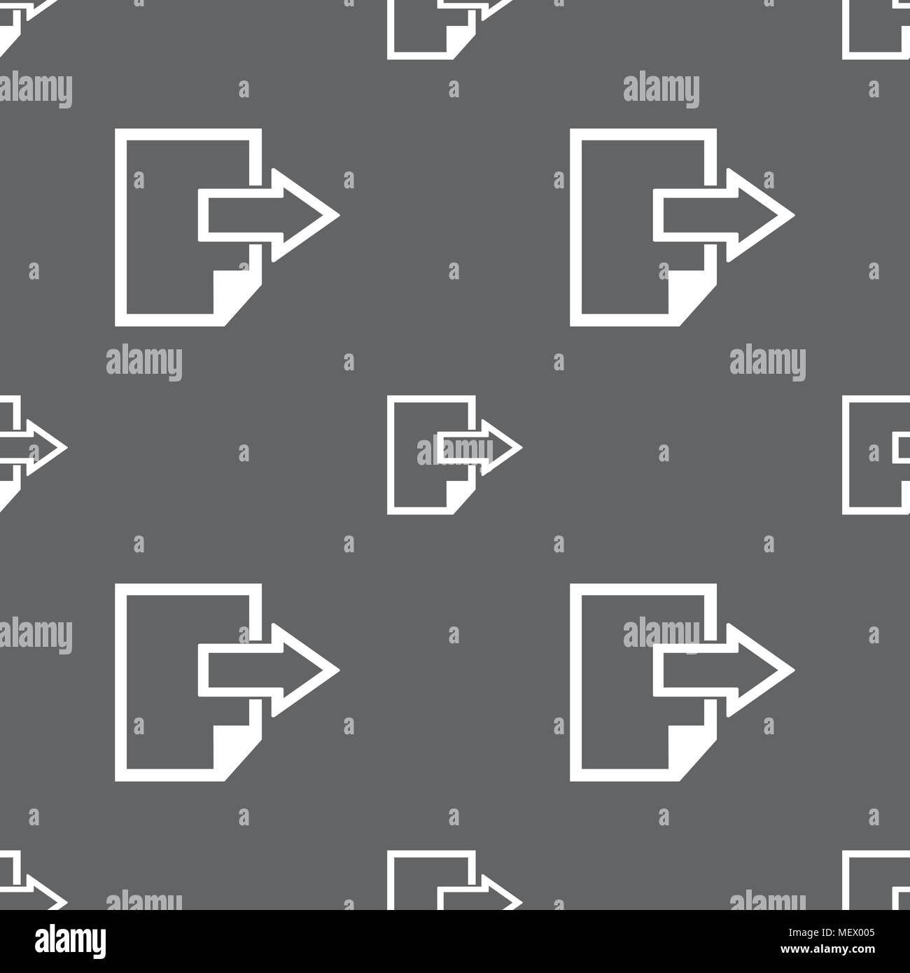 Export file icon. File document symbol. Seamless pattern on a gray ...